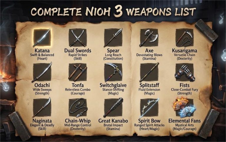 Nioh 3 Weapons List: All New & Returning Types (2026)